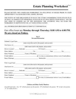 Fillable Online Intake Worksheet.Married.PC.rev Fax Email Print - pdfFiller