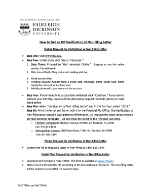 Fillable Online How to Get an IRS Verification of Non-Filing Letter Fax ...