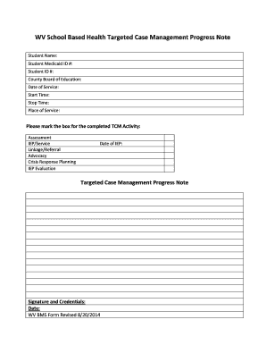 Fillable Online WV School Based Health Targeted Case Management ...