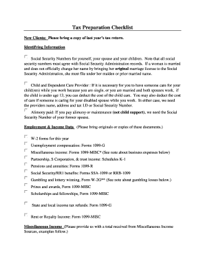 Fillable Online Tax Preparation Checklist - Intuit Fax Email Print ...