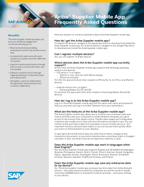 Fillable Online Ariba Supplier Mobile App Frequently Asked Questions Fax Email Print - pdfFiller