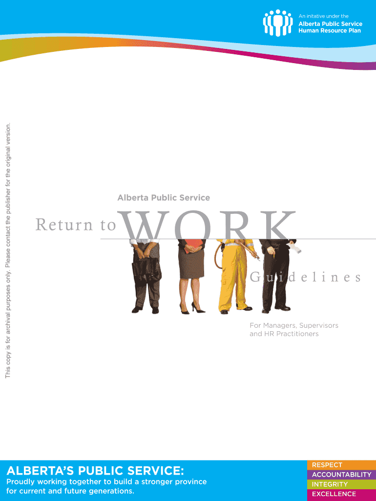 Fillable Online Alberta Public Service Return to Work Guidelines ...