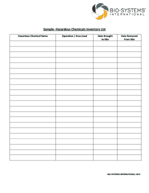 Fillable Online Sample- Hazardous Chemicals Inventory List Fax Email ...