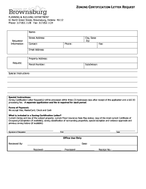 Fillable Online ZONING CERTIFICATION LETTER REQUEST Fax Email Print ...