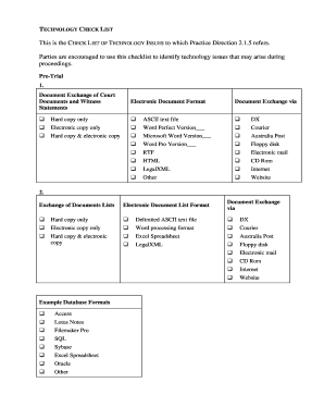 Fillable Online TECHNOLOGY CHECK LIST Fax Email Print - pdfFiller