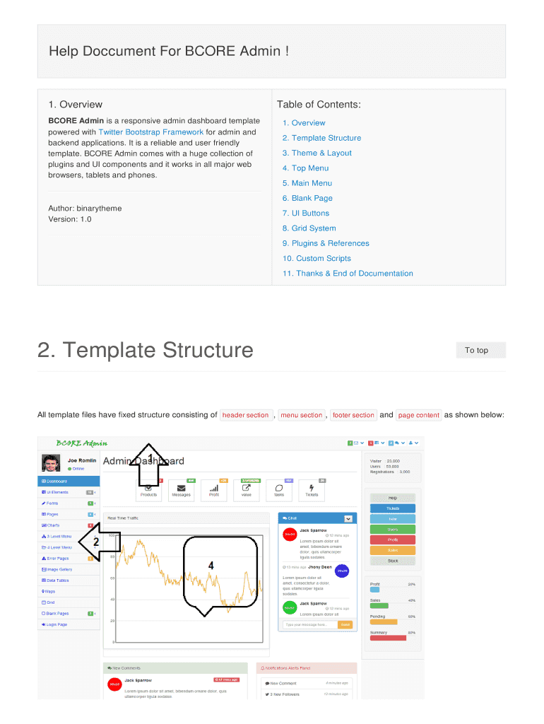 Fillable Online Documentation - BCORE Admin Dashboard Template Fax Email Print - pdfFiller
