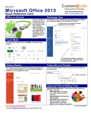 Fillable Online What's New in Office 2013 Quick Reference. What's New ...