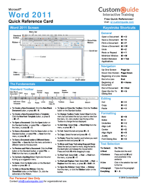 Fillable Online Word 2011 Quick Reference. Word 2011 Quick Reference ...