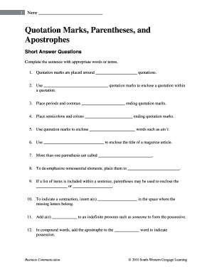 Fillable Online Quotation Marks, Parentheses, and Apostrophes Fax Email Print - pdfFiller