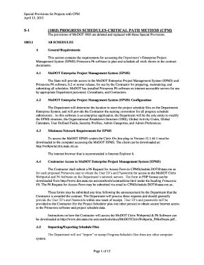 Fillable Online Special Provisions for Projects with CPM Fax Email ...