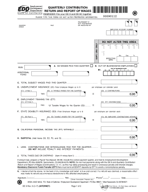 Fillable Online Quarterly Contribution Return and Report of Wages (DE 9 ...