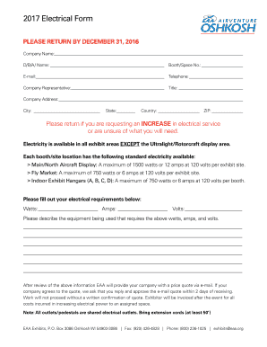 Fillable Online 2017 Electrical Form Fax Email Print - pdfFiller