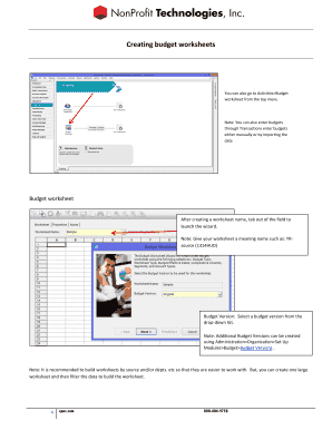 Fillable Online Creating budget worksheets Fax Email Print - pdfFiller