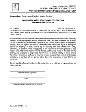 Fillable Online general permission to participate and transportation ...