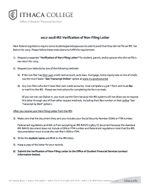 Fillable Online 2017-2018 IRS Verification of Non-Filing Letter Fax ...