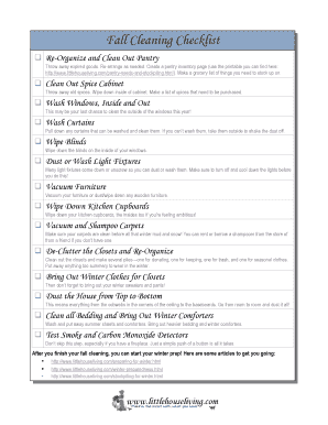 Fillable Online Fall Cleaning Checklist Fax Email Print - pdfFiller