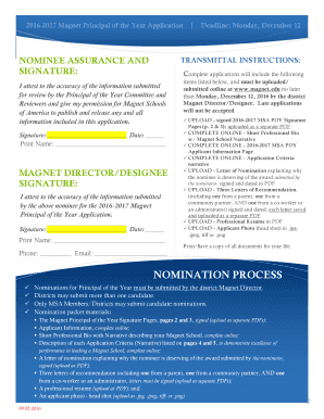 Fillable Online 2017 Magnet Principal of the Year Signatures Page Fax ...