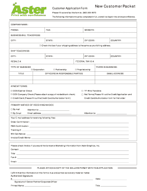 Fillable Online New Customer Packet Fax Email Print - pdfFiller