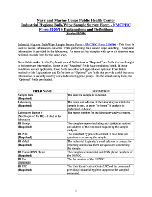 Fillable Online Industrial Hygiene Bulk/Wipe Sample Survey Form ...