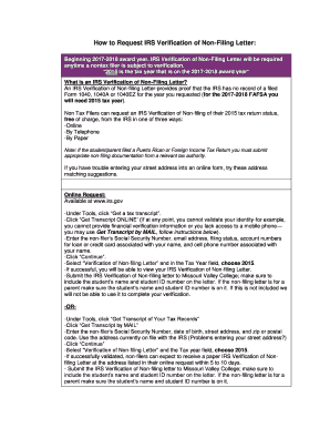 Fillable Online How to Request IRS Verification of Non-Filing Letter ...