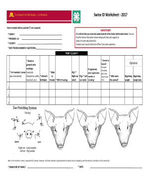 Fillable Online 2017 Stearns Swine ID Packet - Extension - University ...