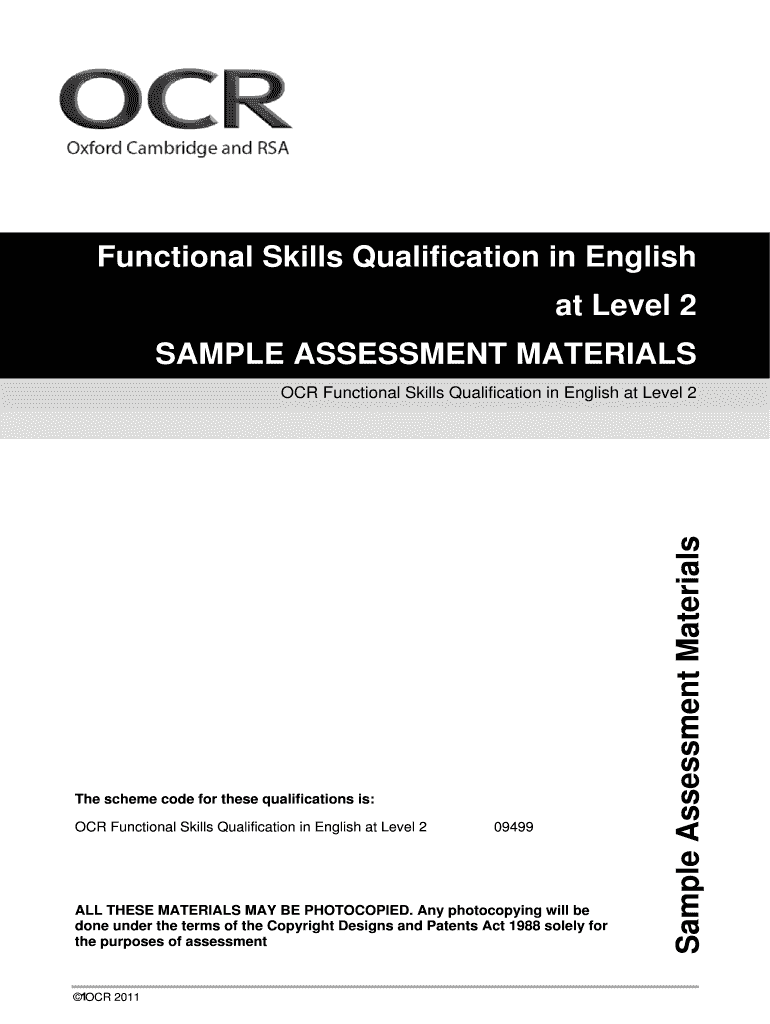 Fillable Online Level 2 Functional Skills in English Sample Assessment ...