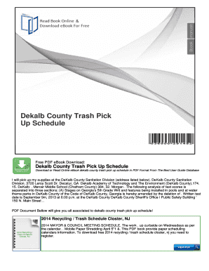 Fillable Online Dekalb County Trash Pick Up Schedule - mybooklibrary ...