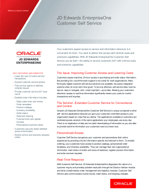 Fillable Online JD Edwards EnterpriseOne Customer Self Service Data ...