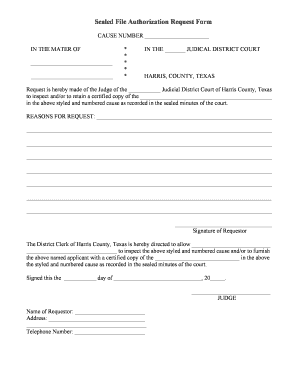 Fillable Online Sealed File Authorization Request Form Fax Email Print ...