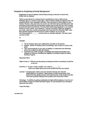 Fillable Online Template for Explaining Criminal Background Fax Email ...