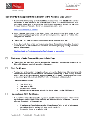 Fillable Online National Visa Center Checklist.docx Fax Email Print ...