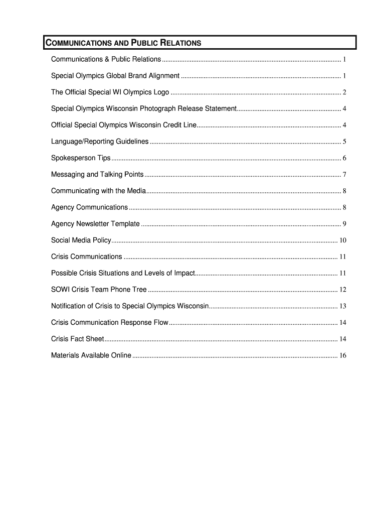 Fillable Online Communications & Public Relations Fax Email Print ...