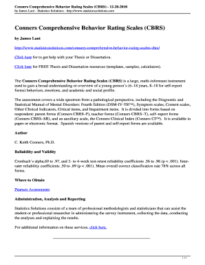 Conners Comprehensive Behavior Rating Scales Pdf - Fill Online ...