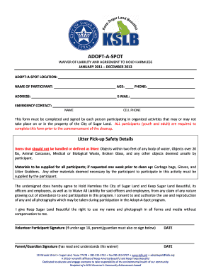 Fillable Online Adopt a Spot GENERAL WAIVER OF LIABILITY Fax Email ...