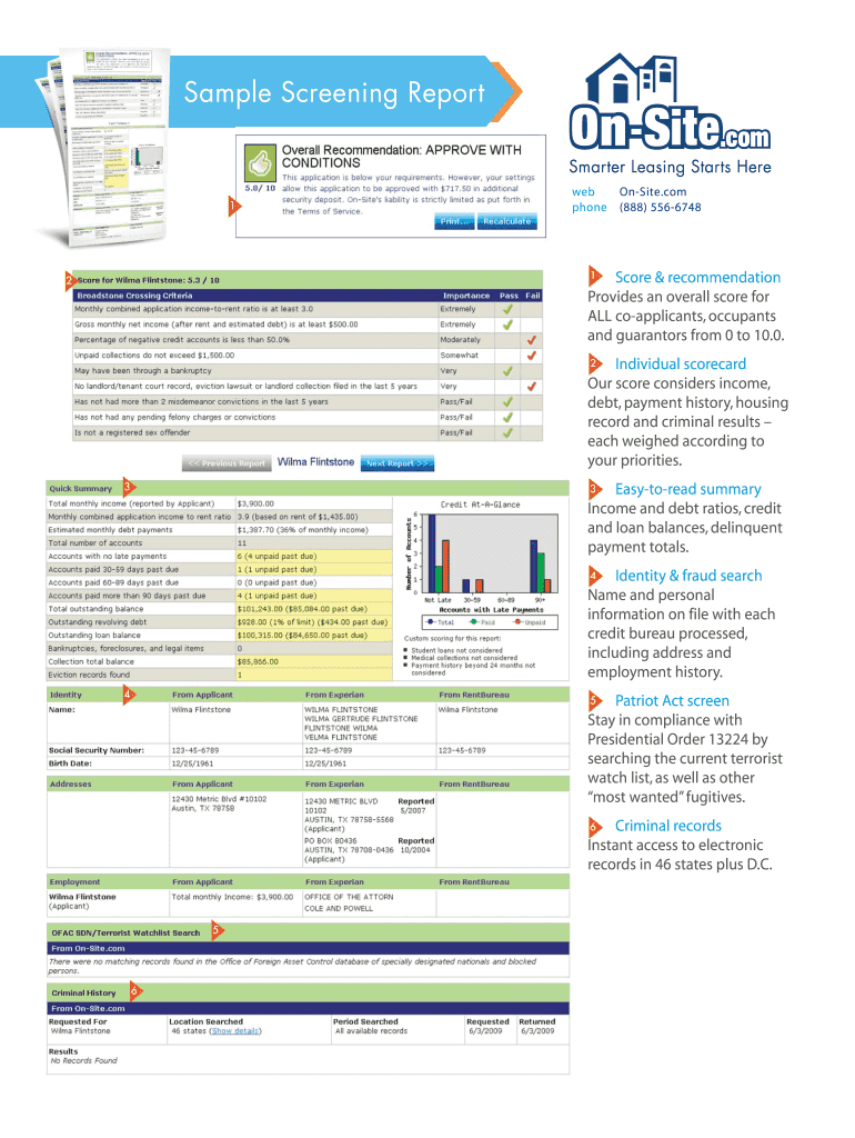 Fillable Online Sample Screening Report Fax Email Print - pdfFiller