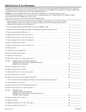 Fillable Online 2016 Schedule D Tax Worksheet Fax Email Print - pdfFiller