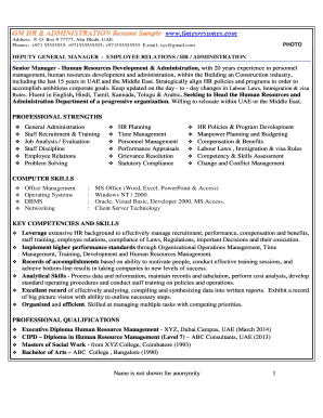 Fillable Online GM-HR&Administration-Resume-Sample. GM HR ...