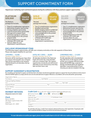 Fillable Online EXHIBITOR REGISTRATION FORM SUPPORT COMMITMENT FORM ...