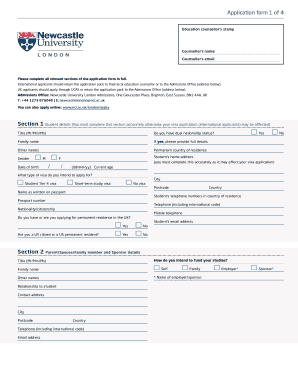 Fillable Online Application form - Newcastle University Fax Email Print ...