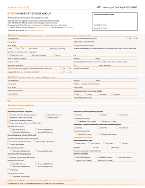 Fillable Online INTO University of East Anglia 2016 2017 Application form 1 of 2 Fax Email Print ...