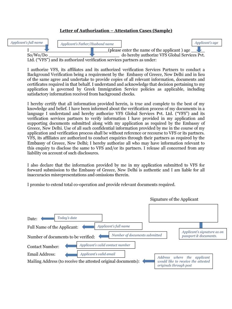 Fillable Online Letter of Authorization Attestation Cases (Sample) Fax ...