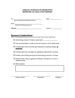 Fillable Online INDIANA INTRASTATE PROBATION RESPONSE TO ... - IN.gov ...