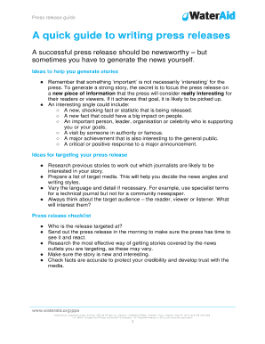 Fillable Online Press release guide Fax Email Print - pdfFiller