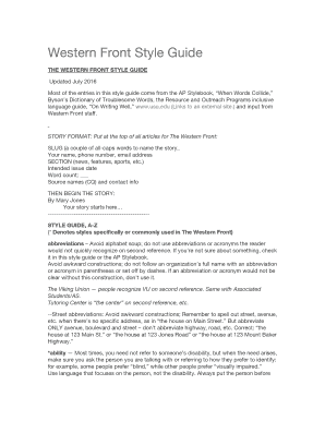 Fillable Online Western Front Style Guide Fax Email Print - pdfFiller