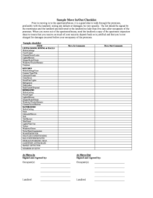 Fillable Online Sample Move In/Out Checklist Fax Email Print - pdfFiller