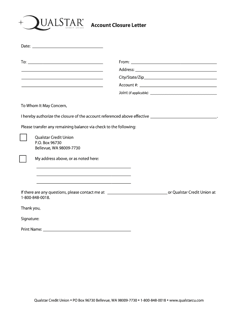 Fillable Online Account Closure Letter Fax Email Print - pdfFiller