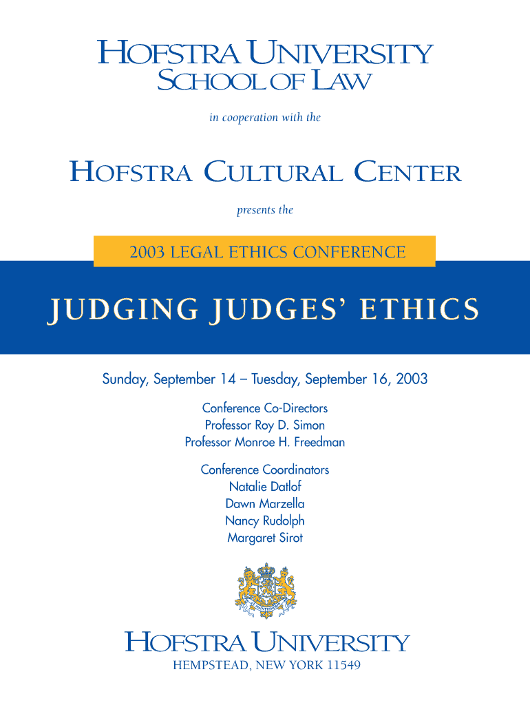 Fillable Online law hofstra JUDGING JUDGES ETHICS - Hofstra University ...