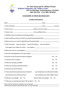 Fillable Online Auto Accident Intake Form 5-2013 Fax Email Print ...