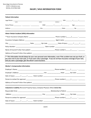 Fillable Online Injury MVA information form Fax Email Print - pdfFiller