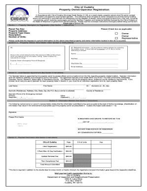 Fillable Online Owner Registration Form - City of Cudahy, WI Fax Email ...